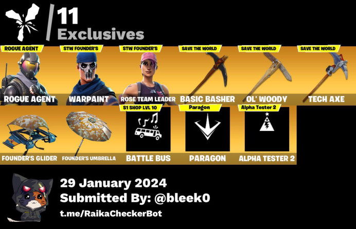 [PC/XBOX] 4 SKINS | 2016 ALPHA TESTER BANNER | OG STW | ROGUE AGENT ...