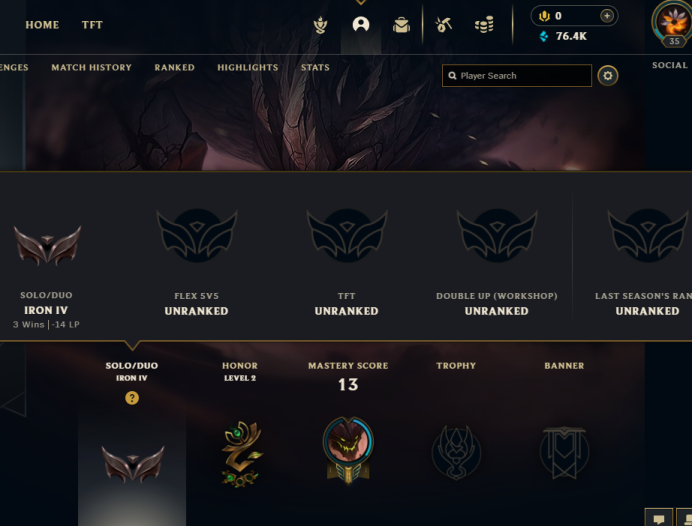 (EUW) TRUE S14 IRON 4 BE: 76400/deranked by hand 3W 59L/insane loot 11 ...