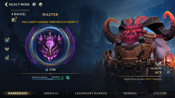 Season 12 MASTER / 1 MYTHIC / 2 LEGENDARY 18 EPIC 32 SKIN / - iGV