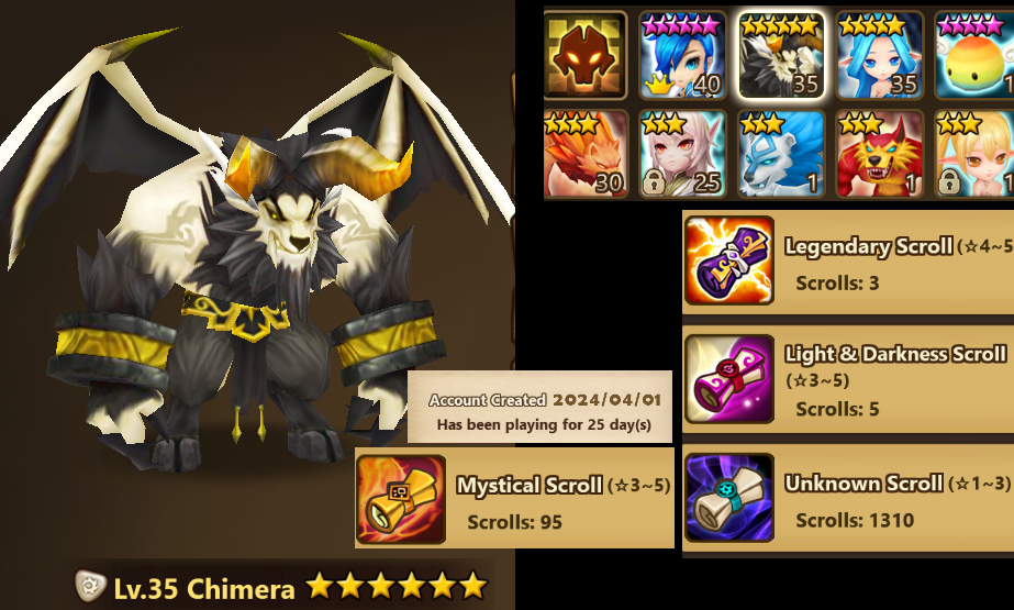 Europe - TOP START - LIGHT CHIMERA Shan + LD Scrolls + 100 Scrolls ...