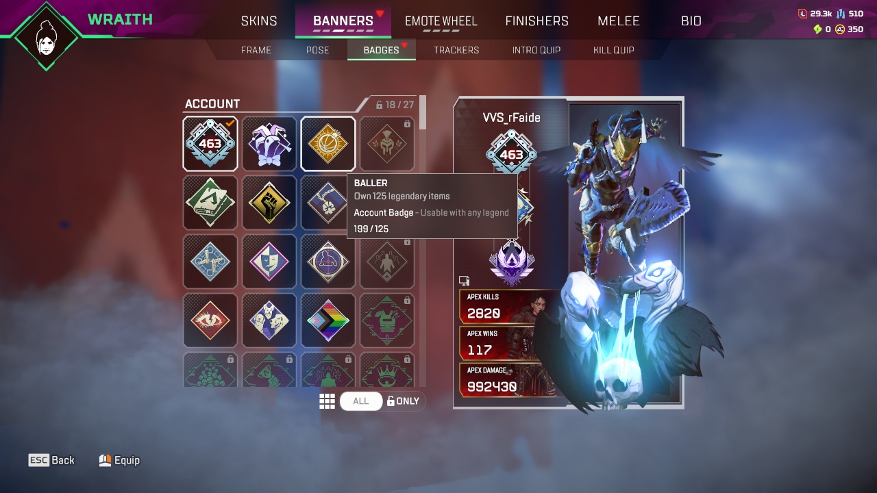 463 lvl|199 legendary| 3 Relic:Revenant,Wraith|Prestige Wraith|Full ...