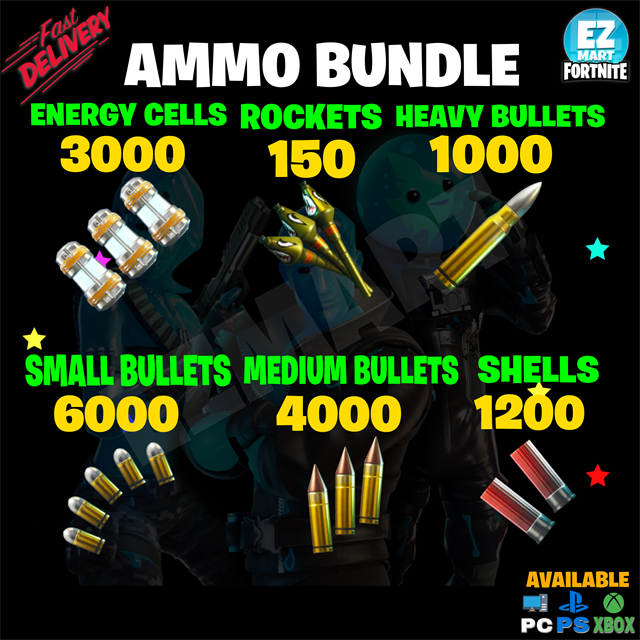 Ammo Bundle - Energy cell, Explosive, Medium, Heavy, Light bullets ...