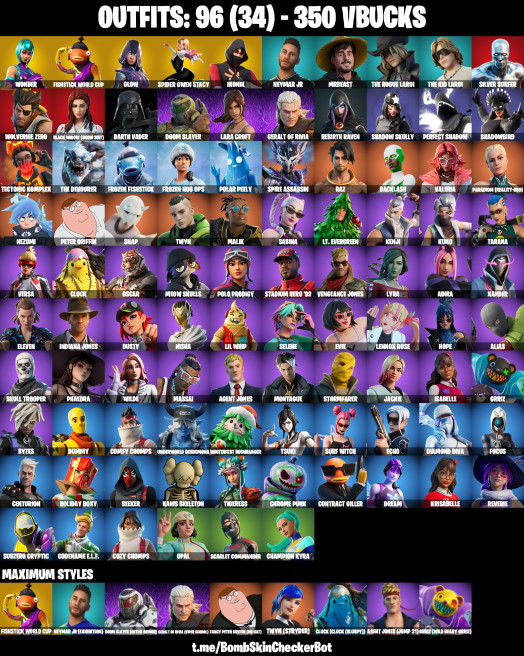 [PC/XBOX/NINTENDO] 96 Skins | Wonder , Ikonik , Fishstick (World Cup ...