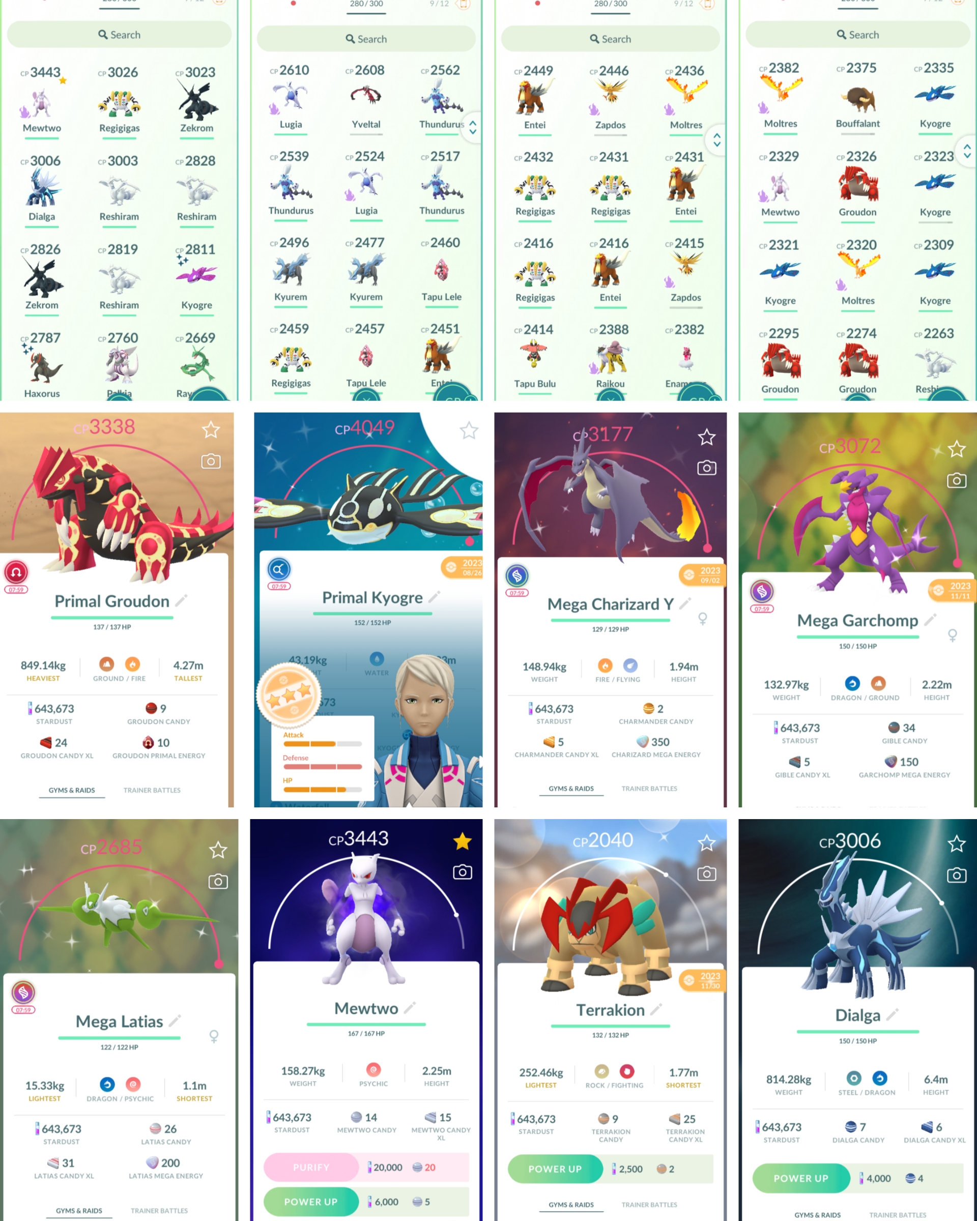 1711~BLACK SHINY Primal KYOGRE~113 Legendary~113 Shiny~Shadow MEWTWO ...