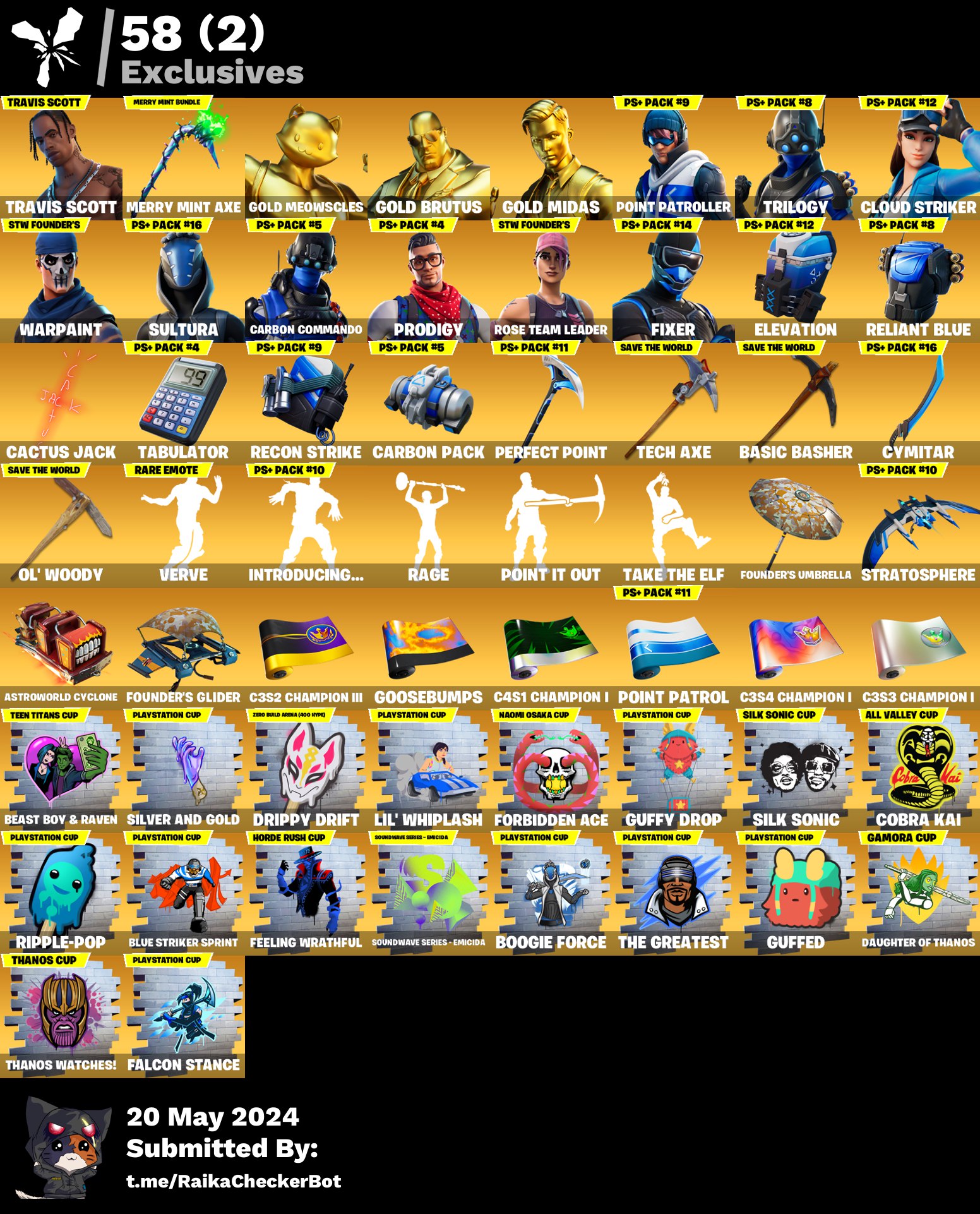 [PC/XBOX] 227 skins | OG STW | Travis Scott | Merry Mint Axe | Gold ...