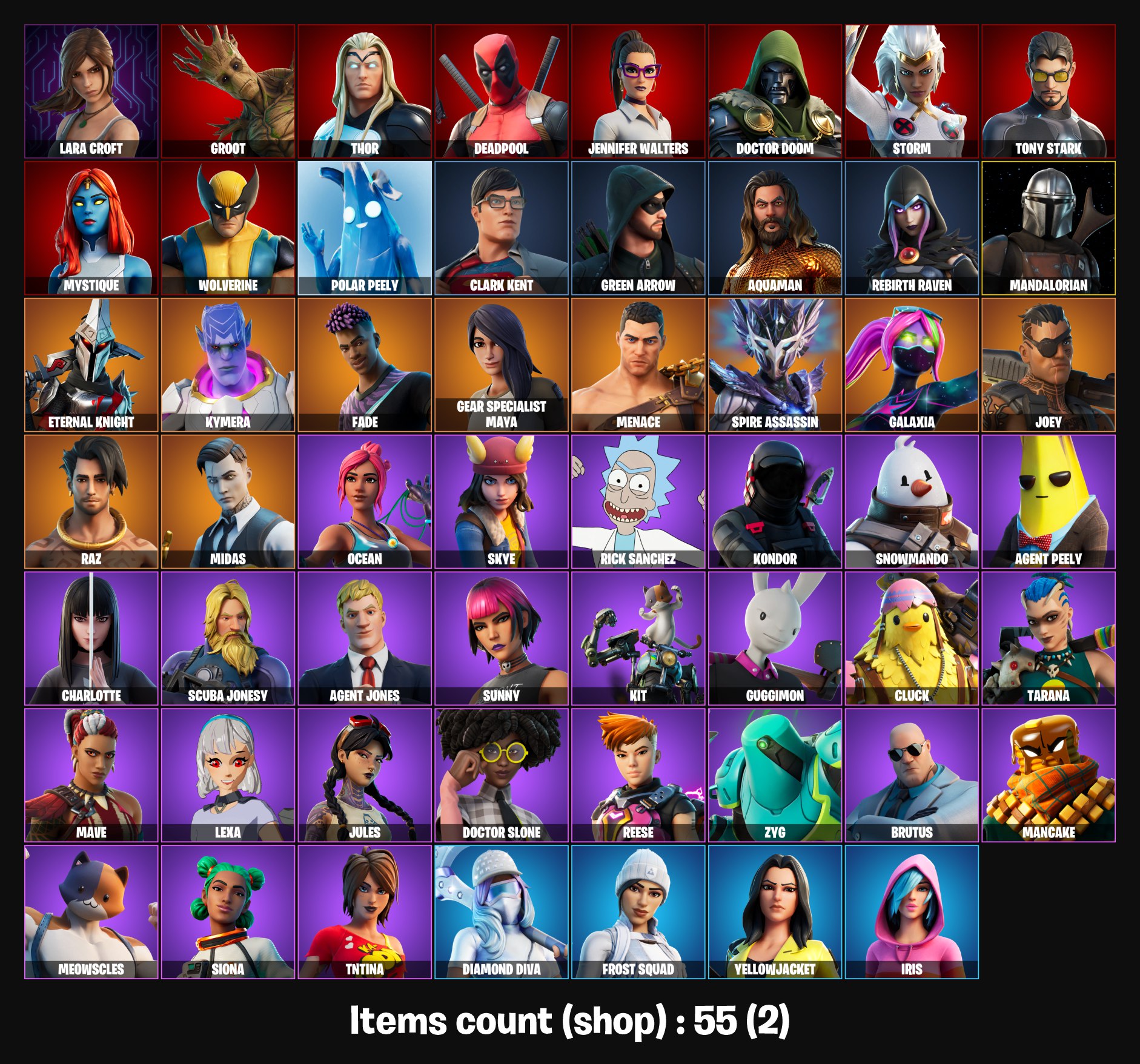 55 Skin l Email Access l Galaxia l Snowmando l Frost Squad l Thor l ...
