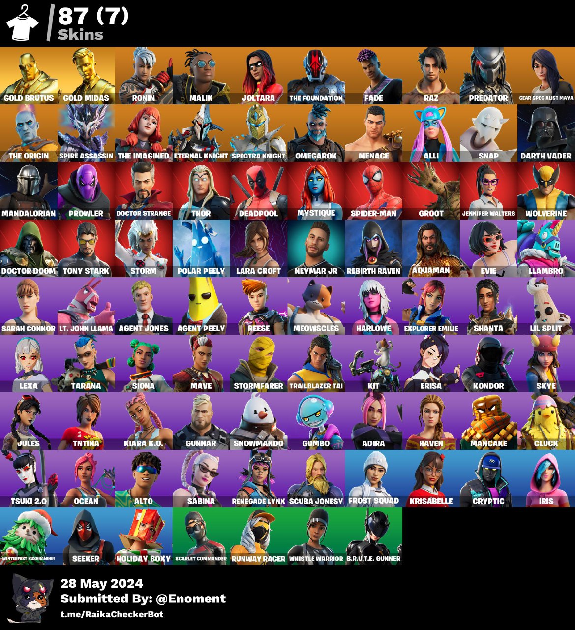 [PC] 87 skins / Mandalorian / Midas / Joltara / Spider-Man / Lara Croft ...