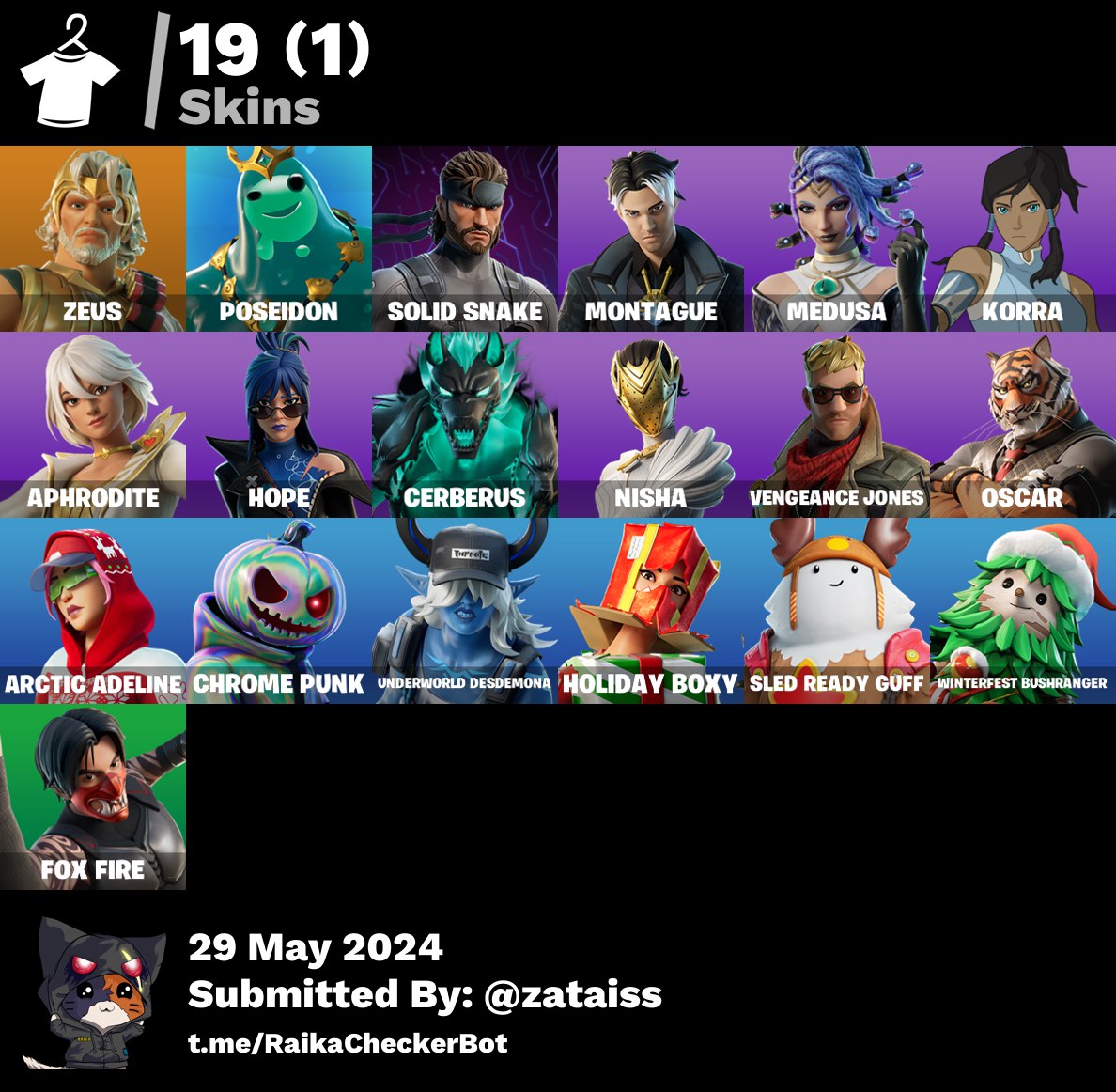 [PC/PSN/XBOX] 19 skins | Zeus | Poseidon | Solid Snake | Montague ...