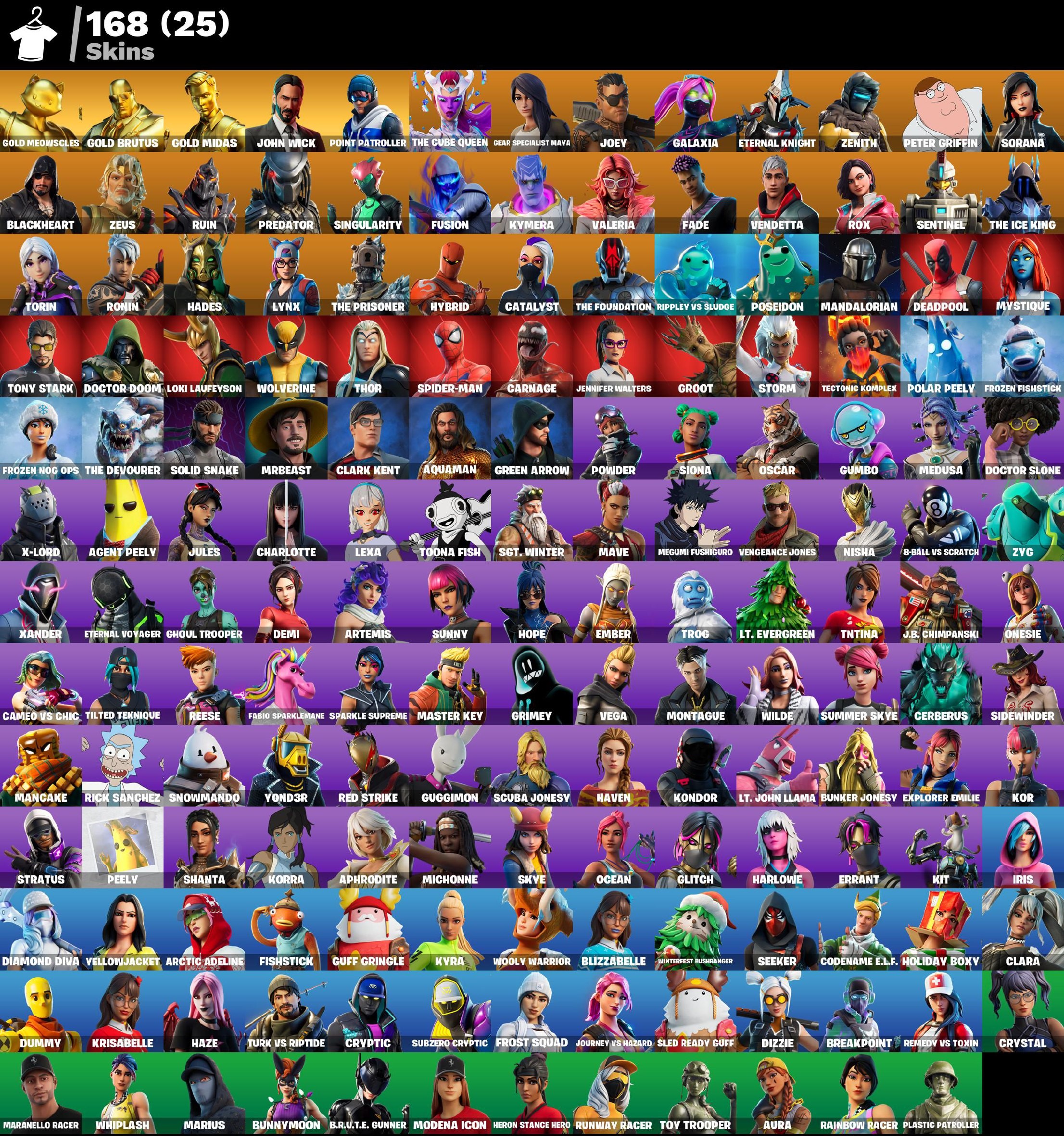 (PC|PSN|XBOX) 168 skins | Gold Meowscles | Gold Brutus | Gold Midas ...