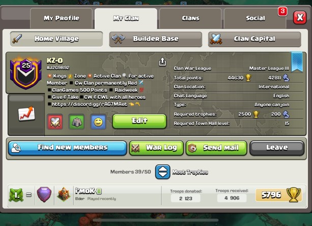 Clash of clans lvl 25 Clan master league 3 hall 10 maxed troops and ...