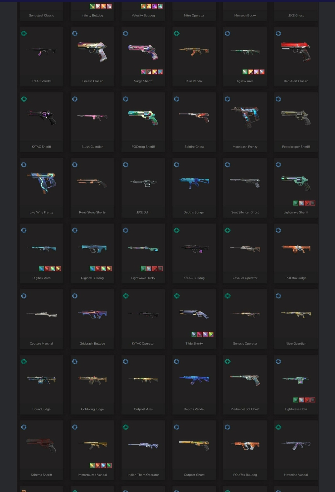NA Radiant / Set+Arcane Sheriff+VCT Knife+Ruin dagger +304 Skins EP1-2-5 stacked limited skins ...