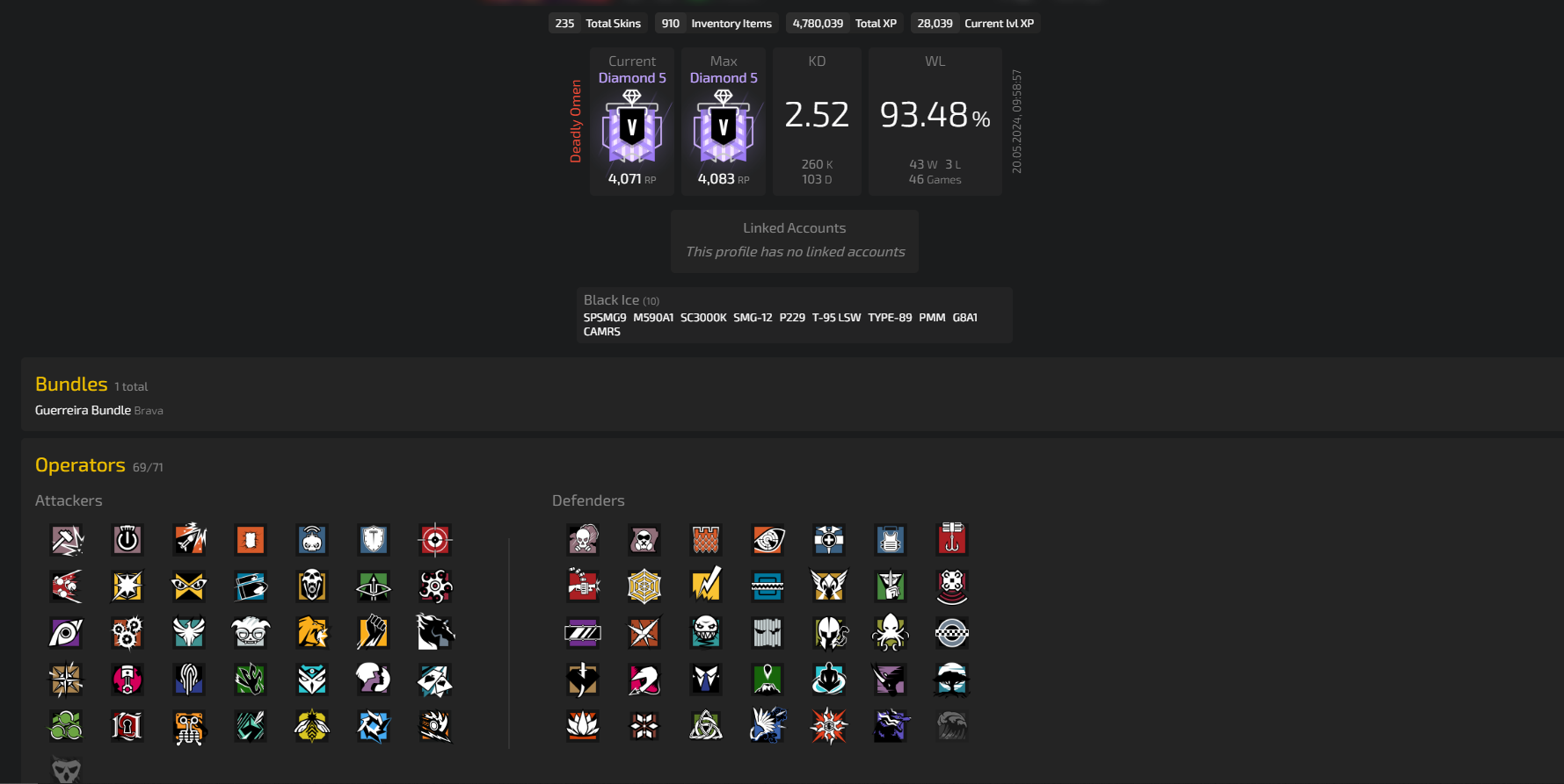 [Ubisoft] 10 Black Ices (Hot) | DIAMOND V (2.52 K/D 93% WINRATE) | 235 Skins | 12! E-Sport Skin ...