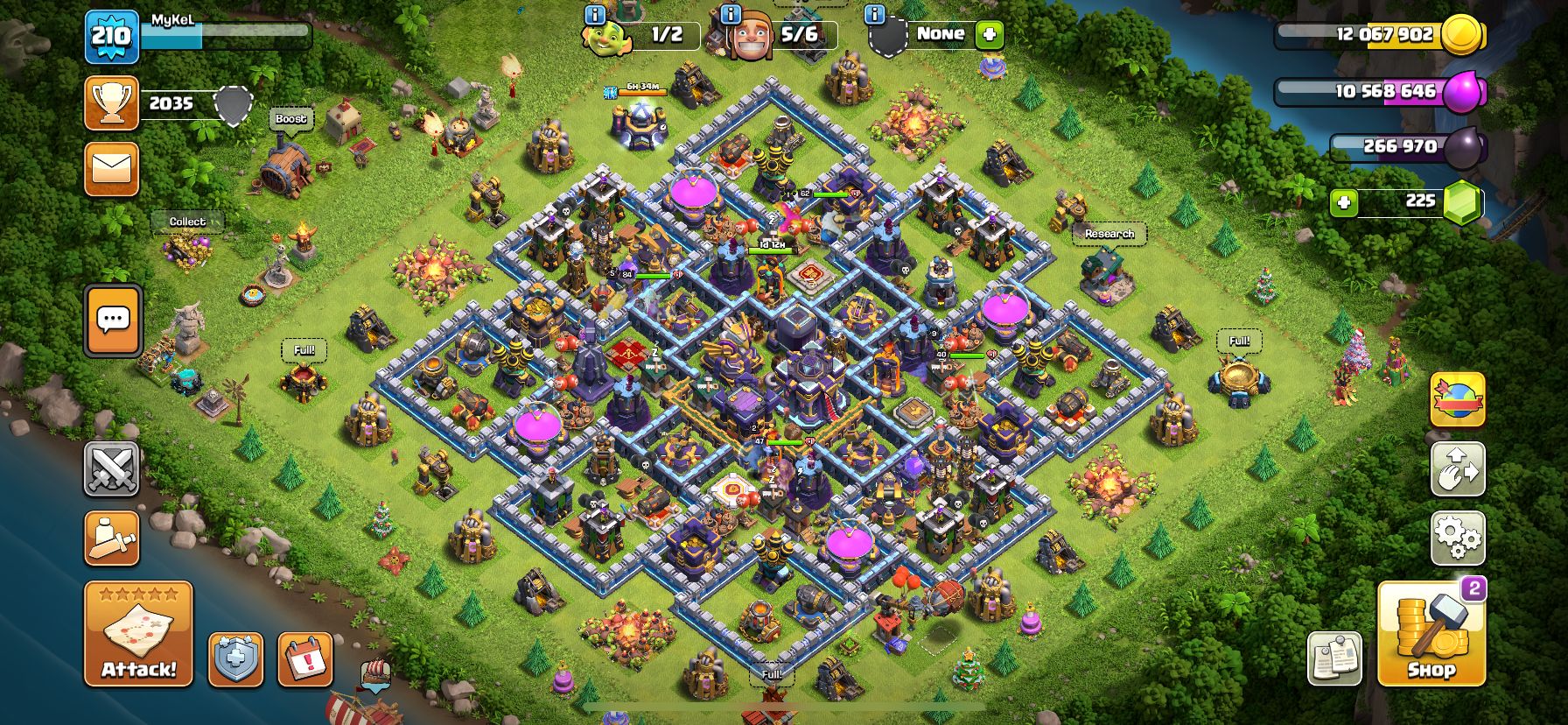 TH15 Semi-Max / BK(62) AQ(84) GW (47) RC (40) / 240 Gems / 5 Skins / 3 ...