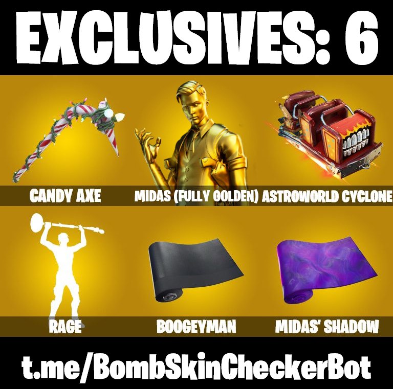 189) 65 Skins / CANDY AXE / MIDAS(GOLD) / GALAXY GRAPPLER / AGENT PEELY ...