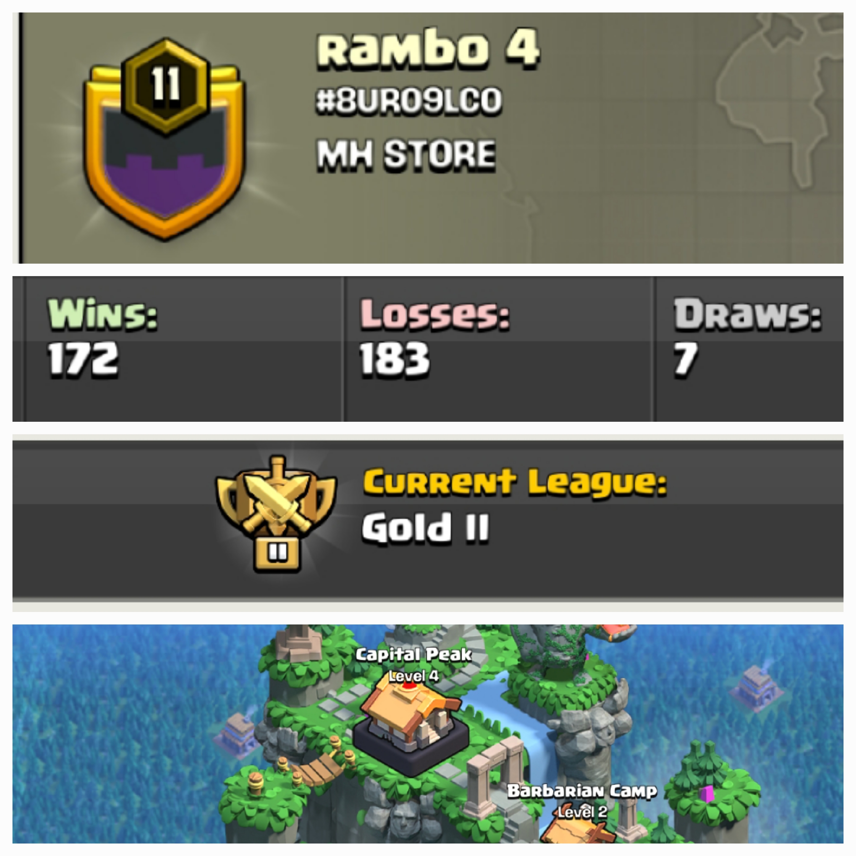 Rambo 4 !! LEVEL 11 !! WIN 172 LOSS 183 !! GOLD 2 !! CAPITAL 4 !! CHEAP ...