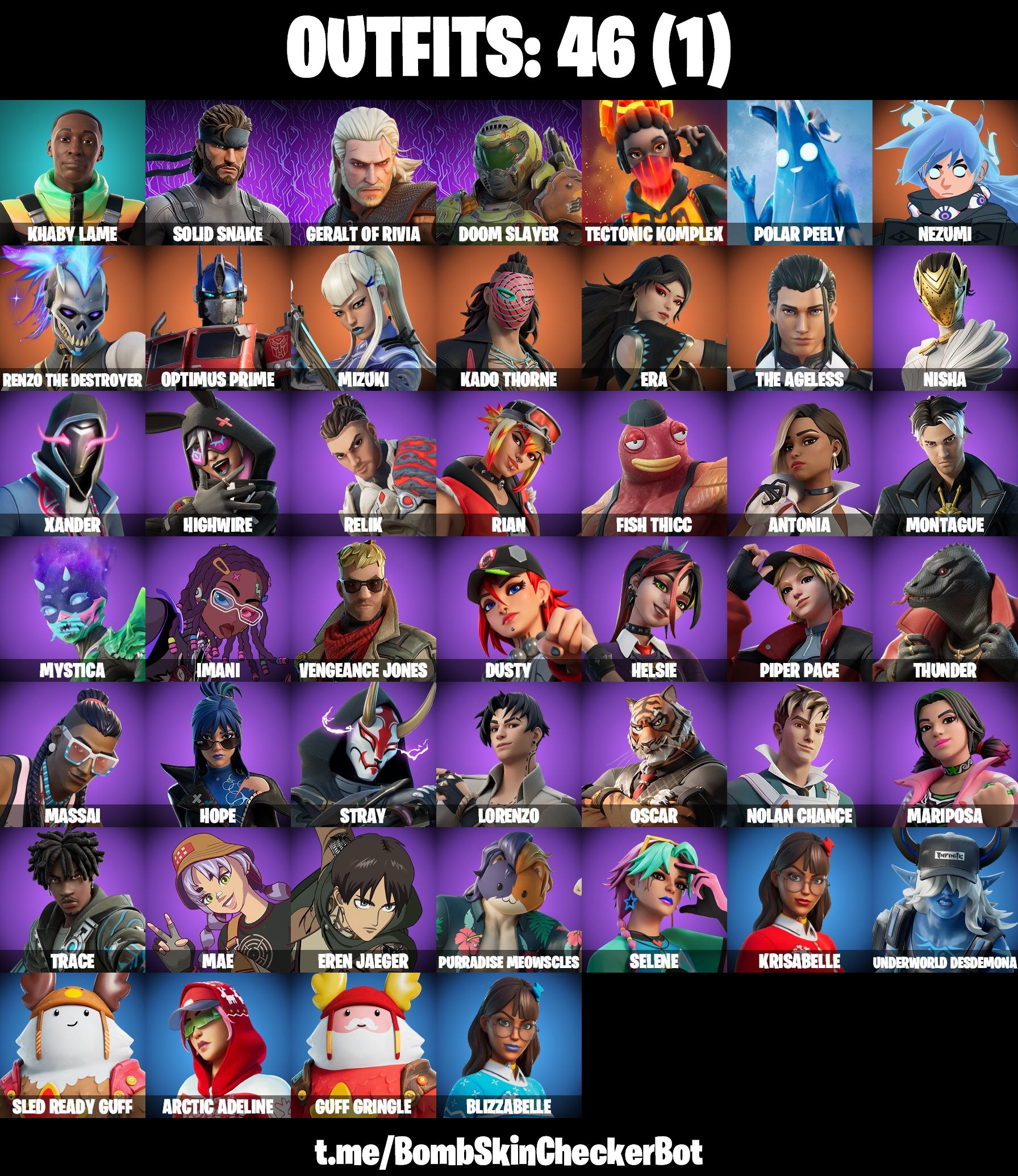 №81 / FA / 46 skins / PSN,XBOX,NINTENDO,PС / KHABY LAME / SOLID SNAKE ...