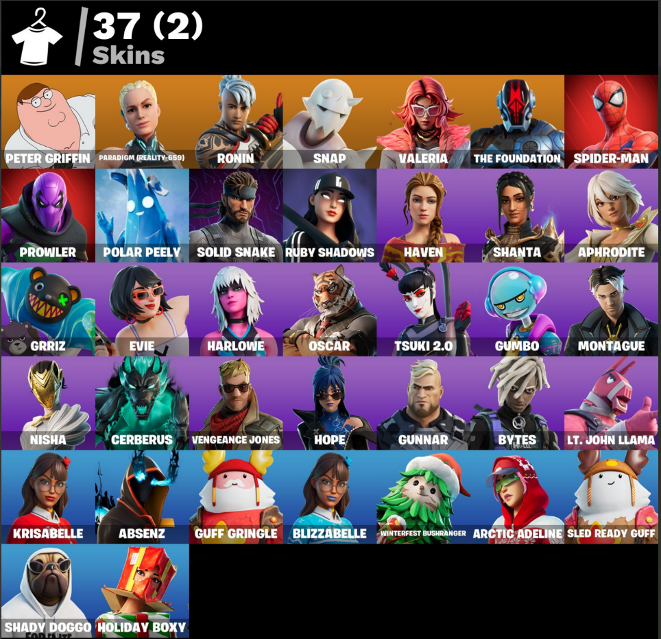 ontague, Gunnar, Cerberus, Shanta, Harlowe, Gumbo, Polar Peely, Spider ...