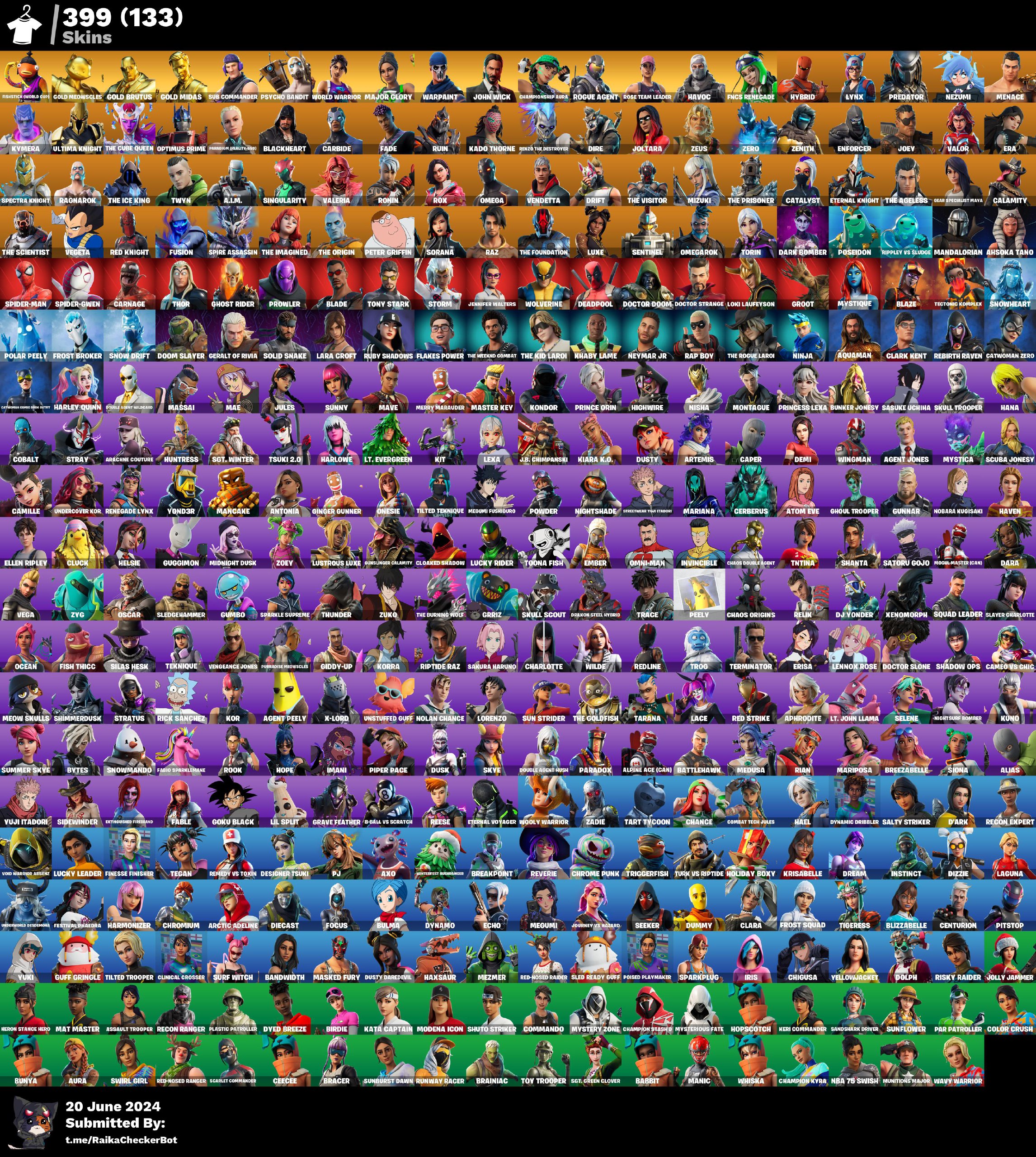 [PC/XBOX] 399 skins | OG STW | Fishstick (World Cup) | Gold Meowscles ...