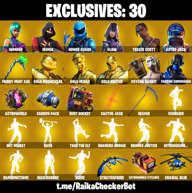 [PC] 148 skins | Wonder | IKONIK | Honor Guard | Glow | Travis Scott ...