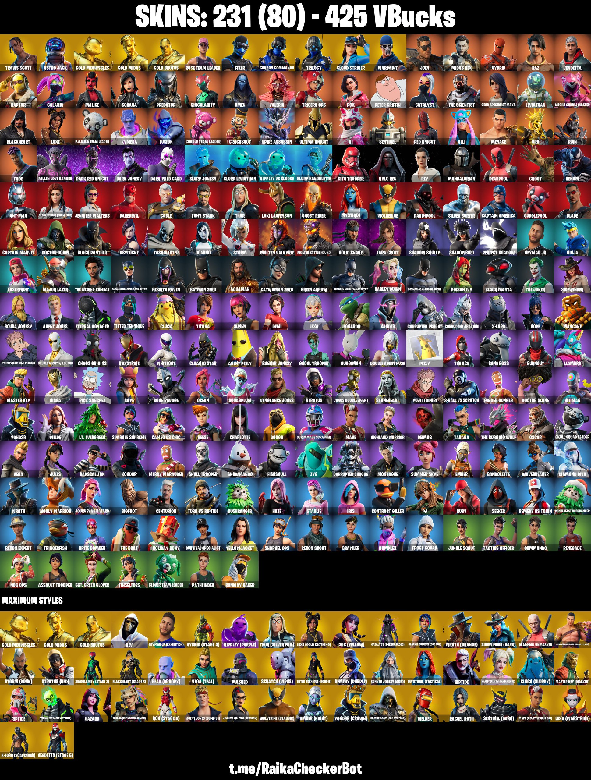 [PC/PSN] 231 skins | Travis Scott | Astro Jack | Gold Meowscles | OG ...