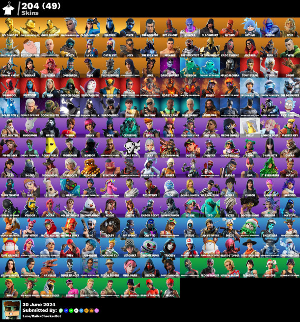 FA [PC] 204 skins | Gold Midas , Gold Meowscles , Gold Brutus , Recon ...