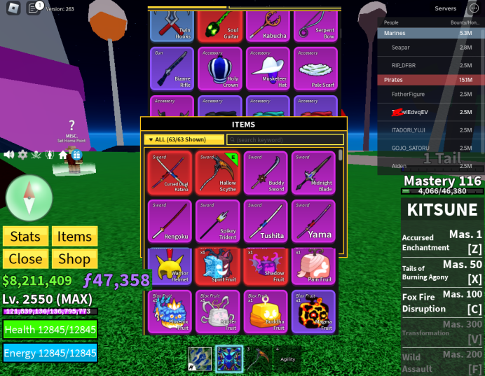 Blox Fruits / Kitsune Using / GHM-CDK-HS-SG / Spirit-Shadow-Buddha ...