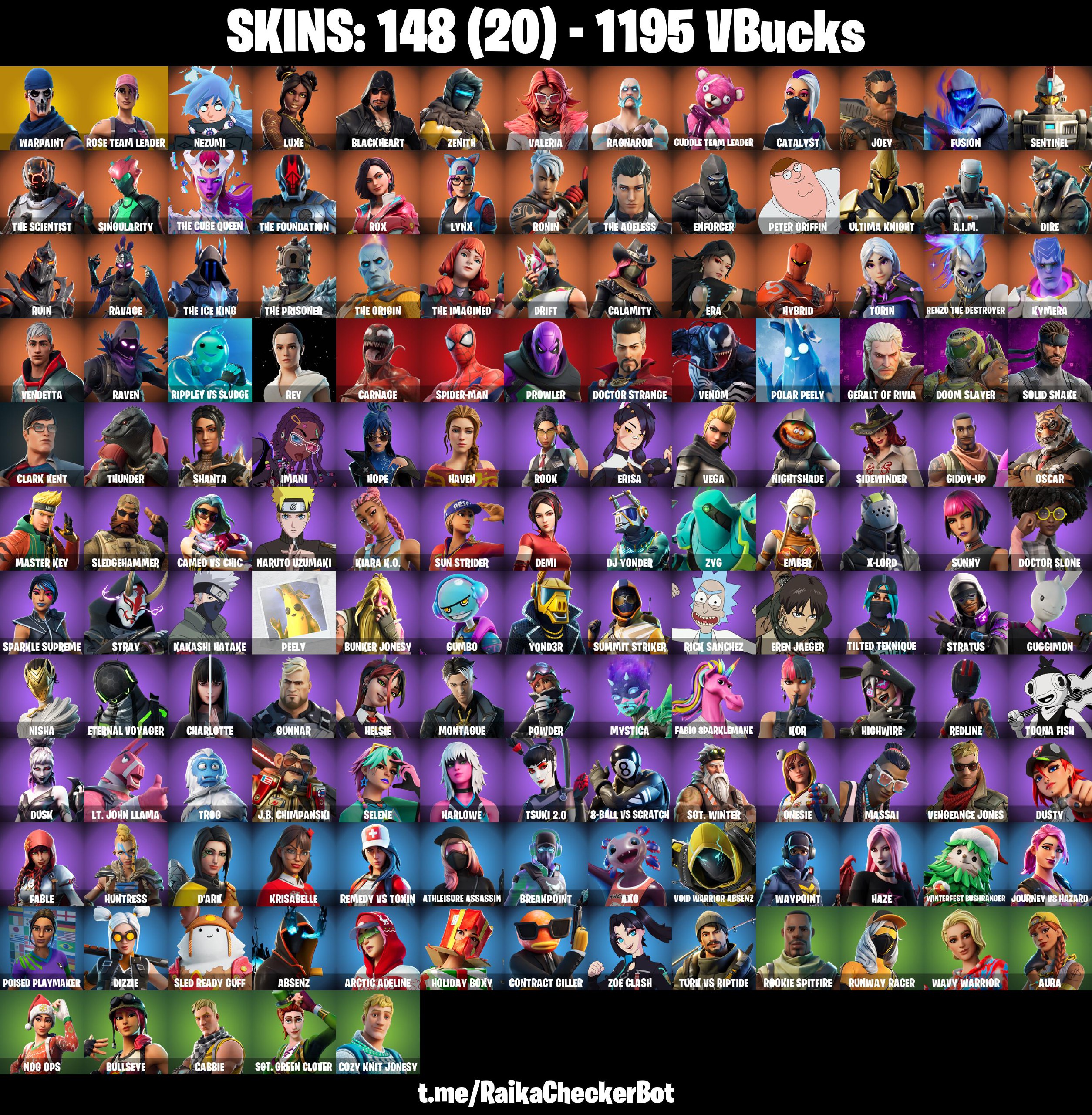 [PC/PSN/XBOX] | PARENTAL CONTROL | 148 skins | OG STW | Venom | Geralt ...