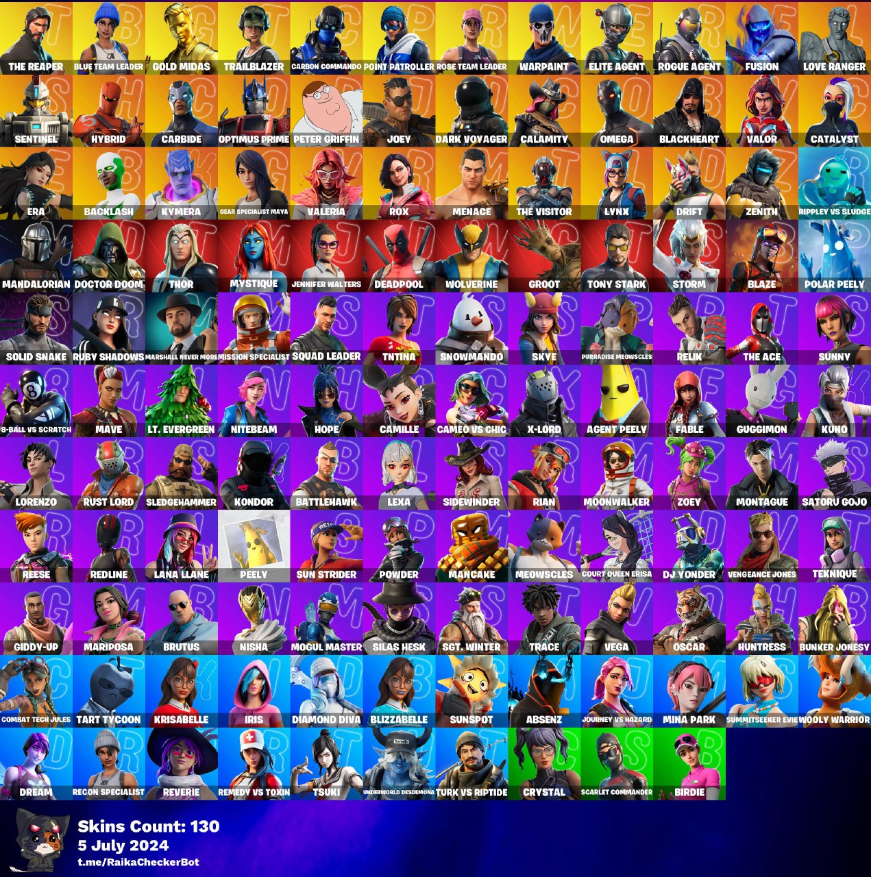 130 skins | OG STW | The Reaper | Blue Team Leader | Gold Midas ...