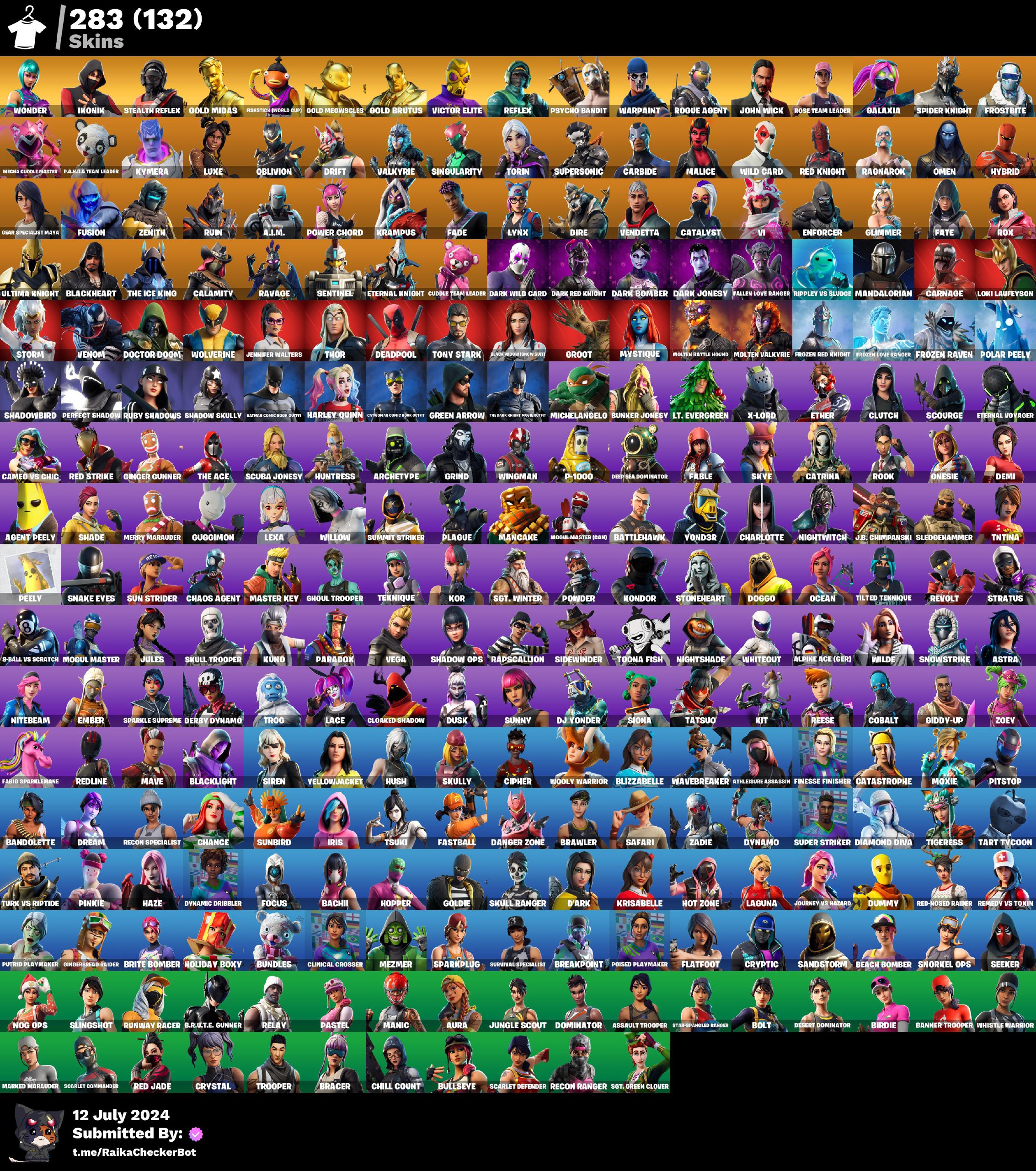 FA / 283 Skins / XBOX, NINTENDO, PC / Wonder, Ikonik, Reflex, Stealth ...