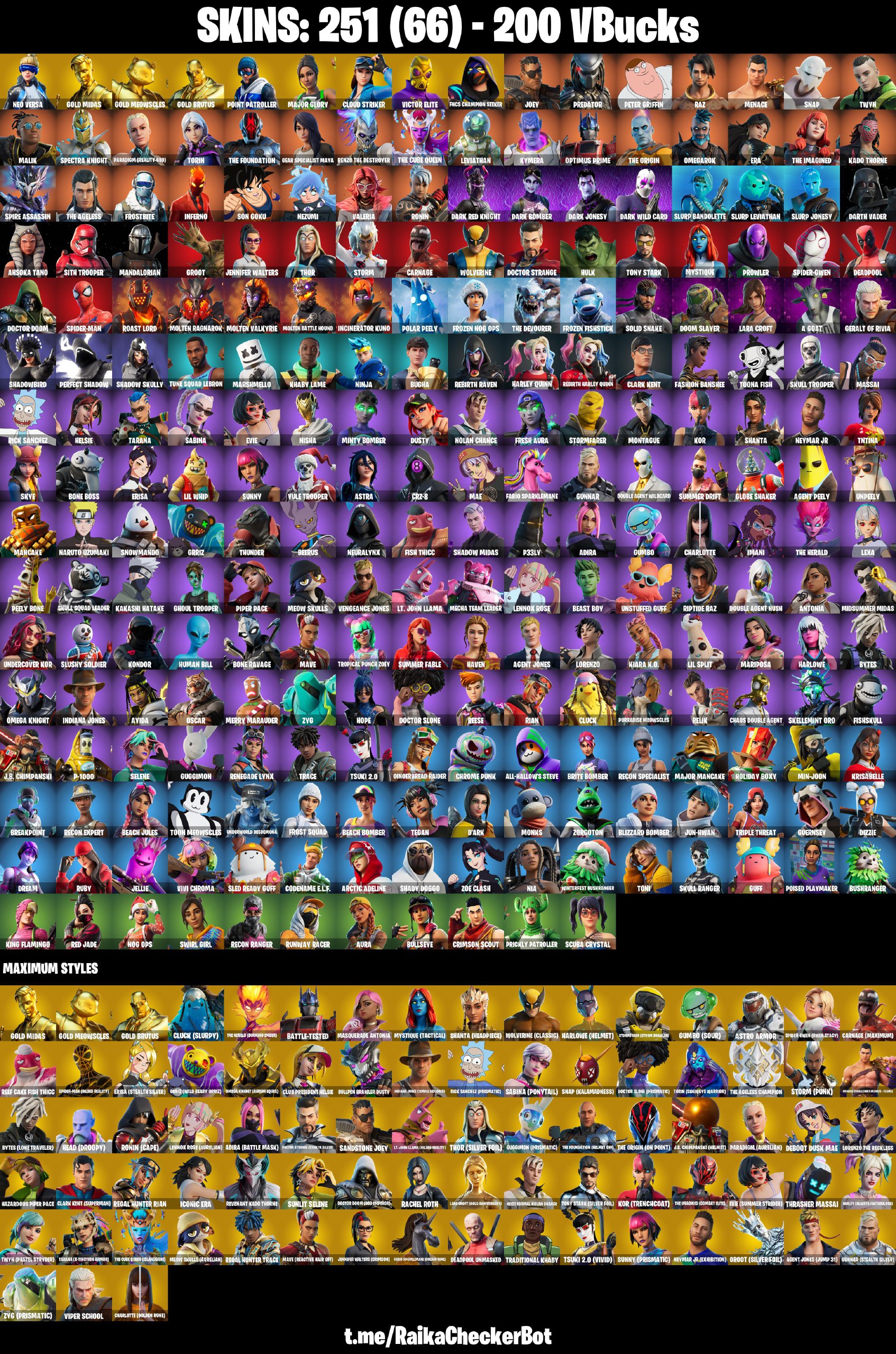 (PC) 200 VB) 251 SKINS: NEO VERSA / VICTOR ELITE / GOLD MIDAS / REAPER ...