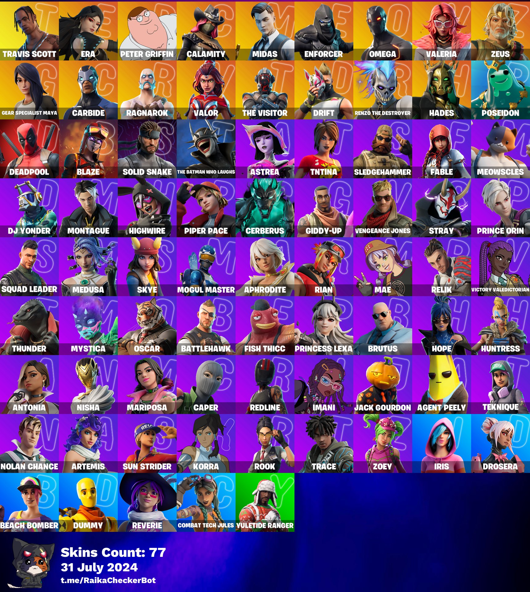 77 skins | Travis Scott | Era | Peter Griffin | Calamity | Midas ...