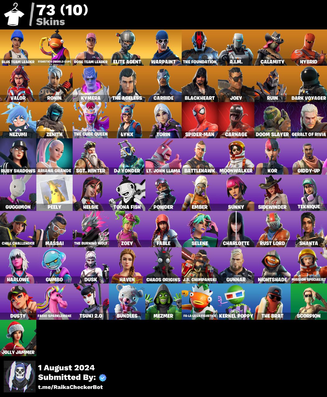 [PC/PSN/XBOX] 73Skins *Take The L*|Ariana Grande,Mezmmer,Bundles,STW ...