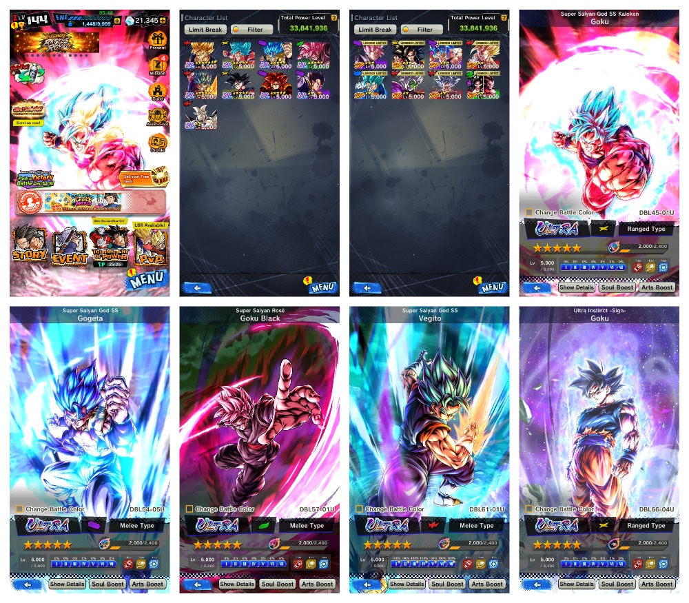 DB1007~21345 Chrono~9 UL~8 LL~UL UI Goku~UL SS4 Gogeta~UL Gogeta~UL ...