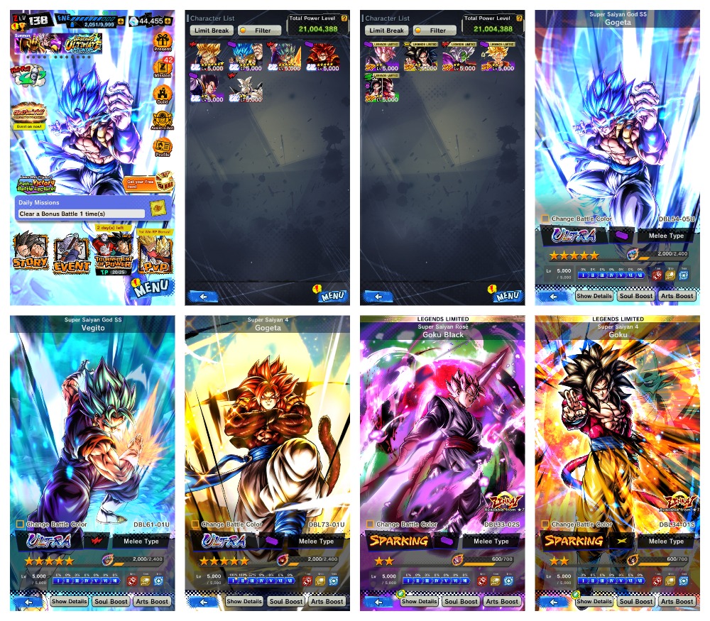 DB1016~44445 Chrono~6 UL~5 LL~UL Gogeta~UL Vegito~UL SS4 Gogeta~LL SS4 ...