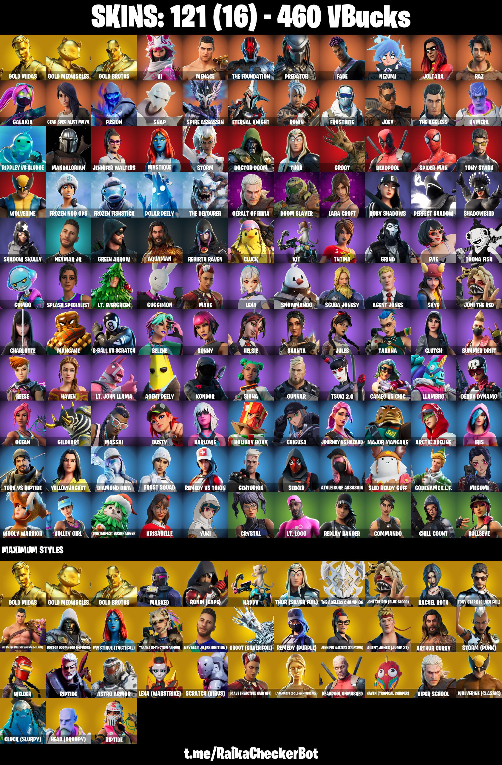 (PSN/XBOX/PC) 460 VB) 121 SKINS: LEVIATHAN AXE / GOLD MEOWSCLES / GOLD ...