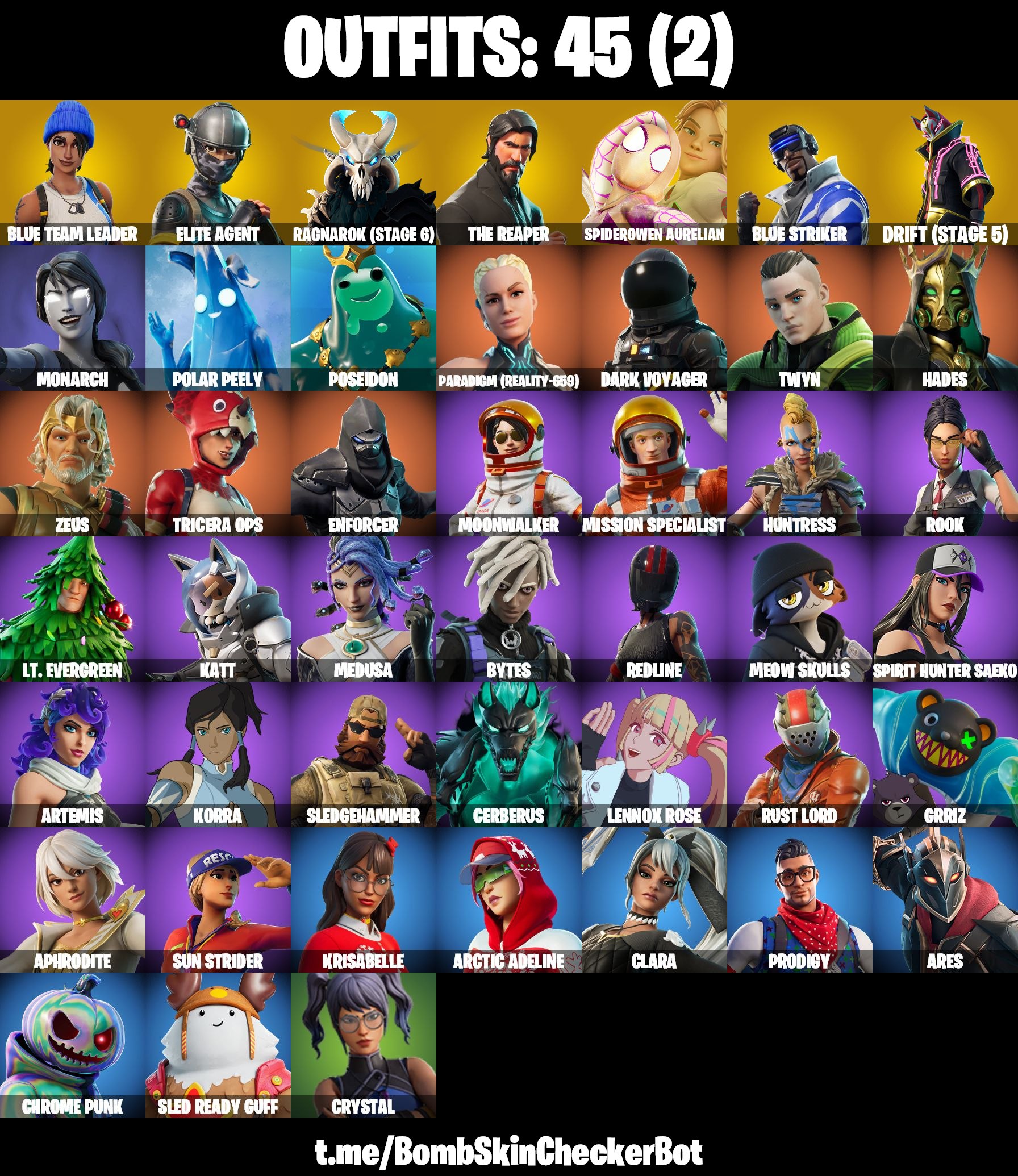 45 SKINS, THE REAPER, ELITE AGENT, TAKE THE L, BLUE TEAM LEADER, DRIFT ...