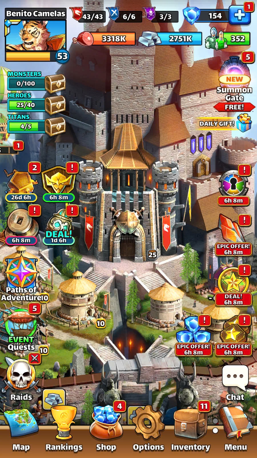 EP89 - Account Level 53 - Defence Power 5911 - 35 Heroes 5* - 2 Heroes ...