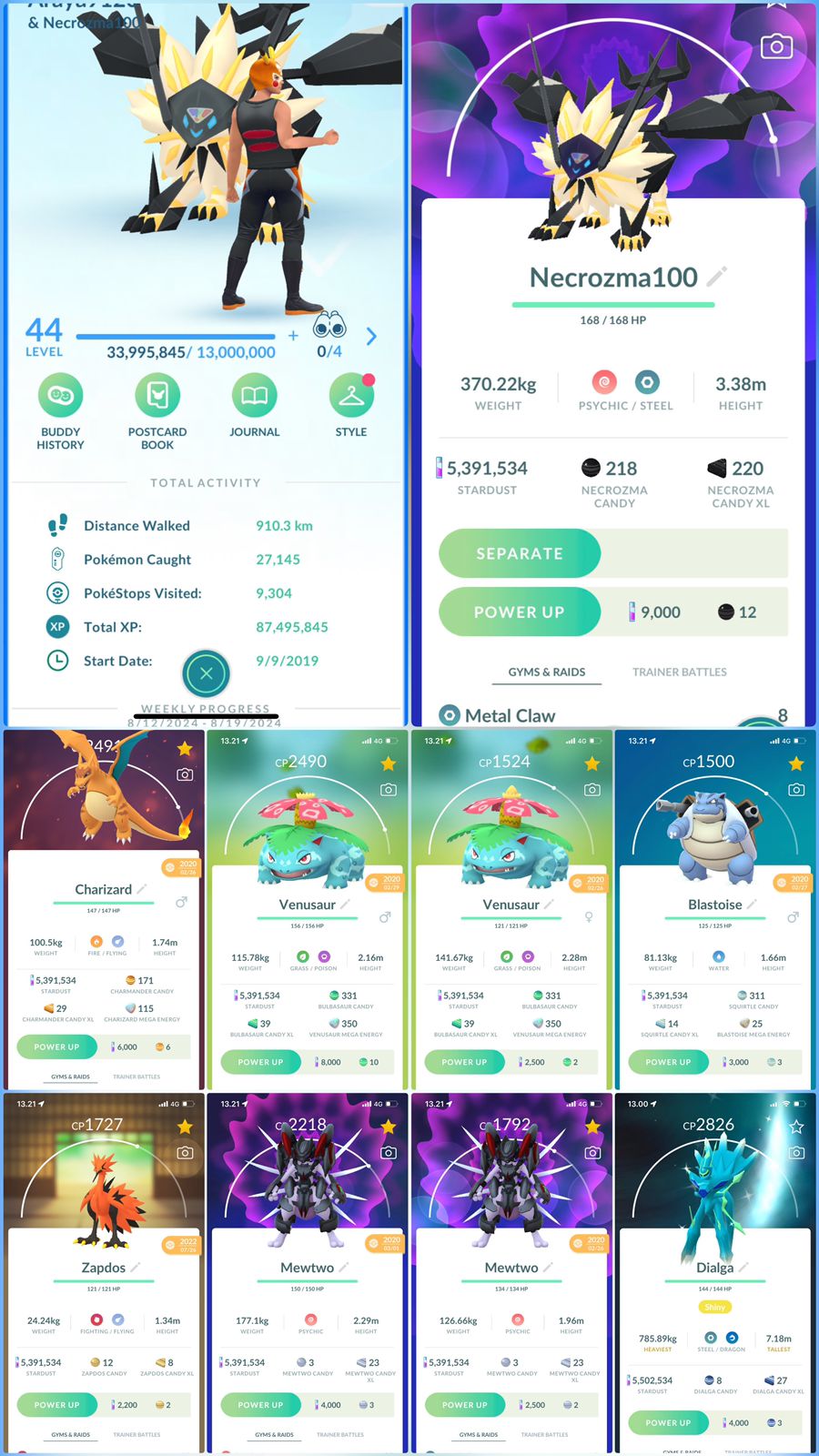 Pokemon Go Account Level 44 Rare With Mewtwo Armor & 4 Clone Pokemon ...