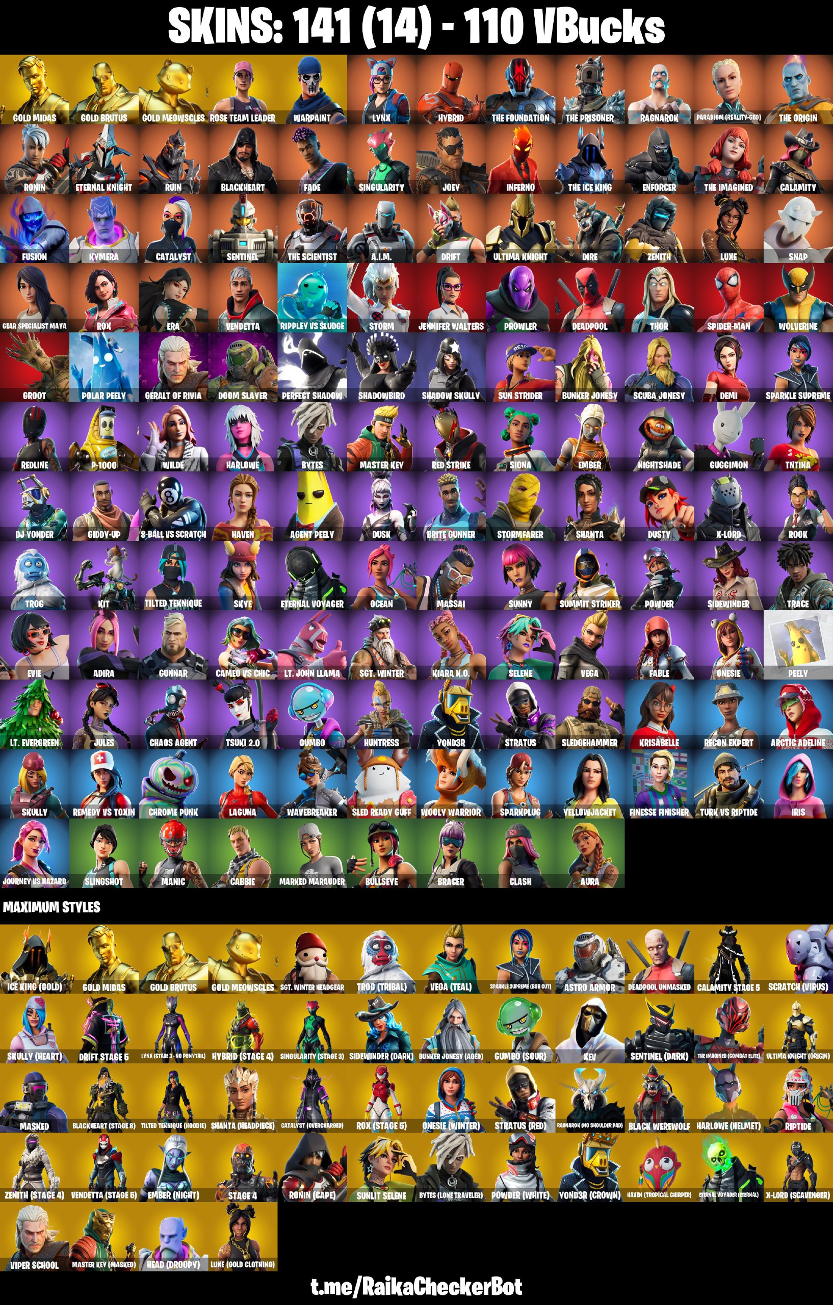 [PC/PSN/XBOX] 141 skins | OG STW | Gold Midas | Gold Brutus | Gold ...