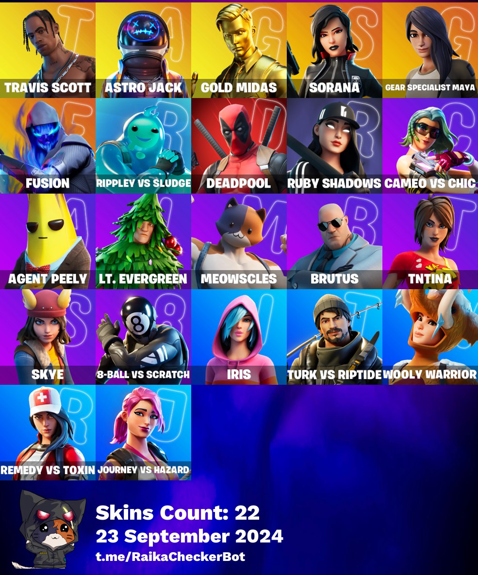 22 skins | Travis Scott | Astro Jack | Gold Midas | Sorana | Gear ...