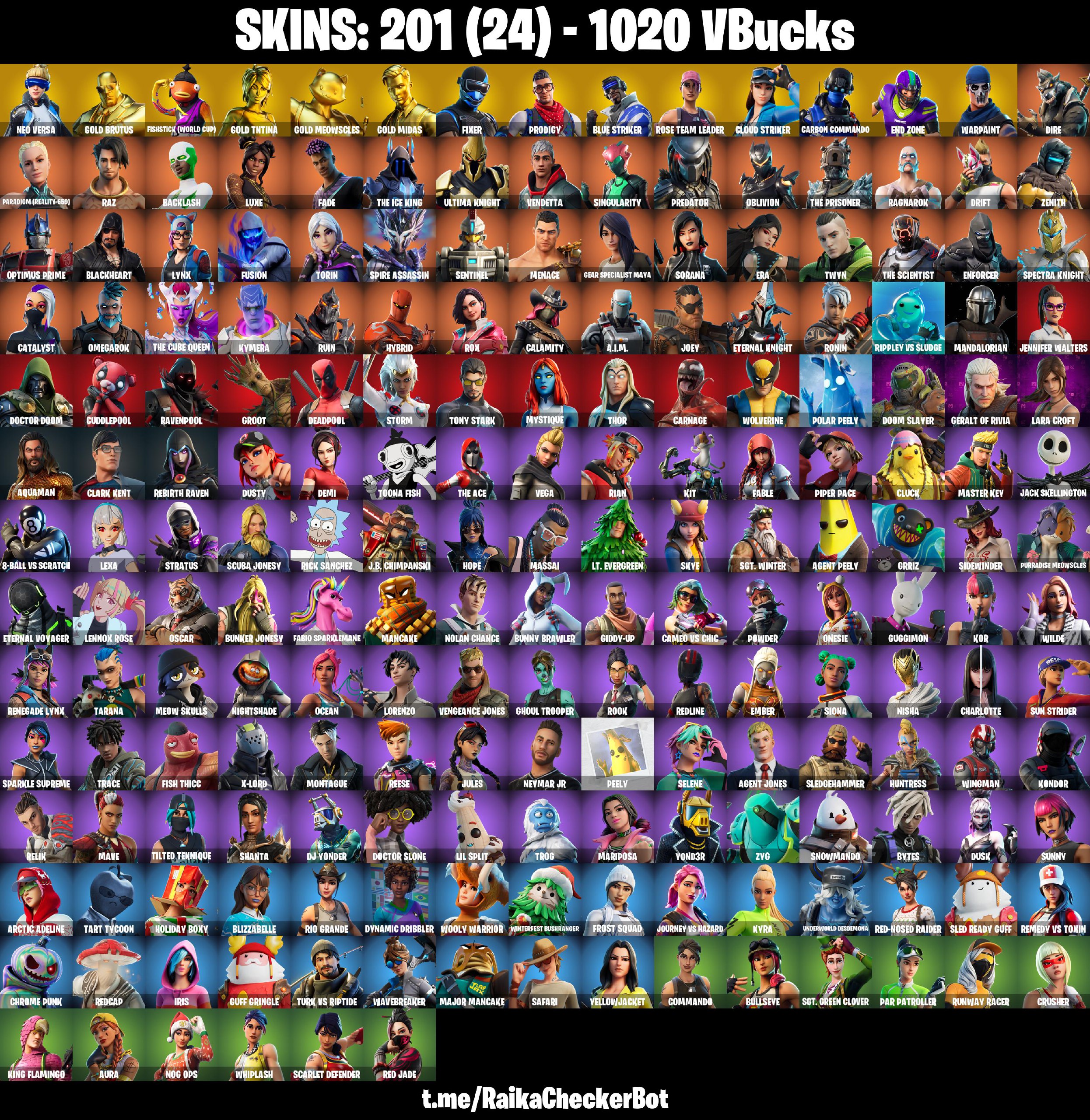 [PC/XBOX] 201 SKINS | OG STW | LEVIATHAN AXE | NEO VERSA | FISHSTICK ...