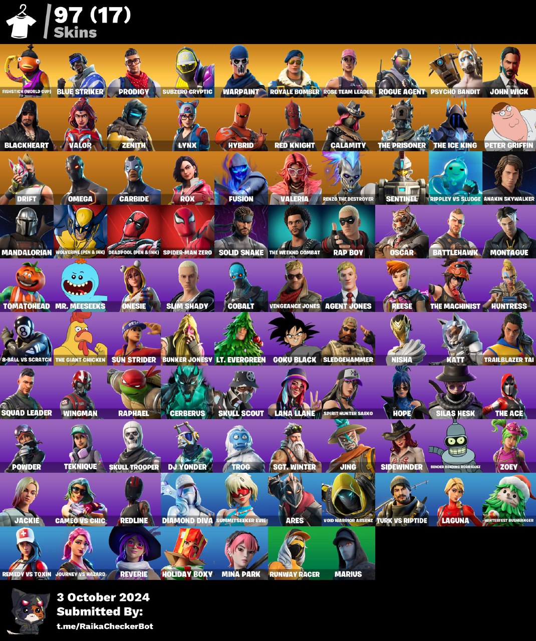 [PC] 97 skins | OG STW | Fishstick (World Cup) | Blue Striker | Prodigy ...