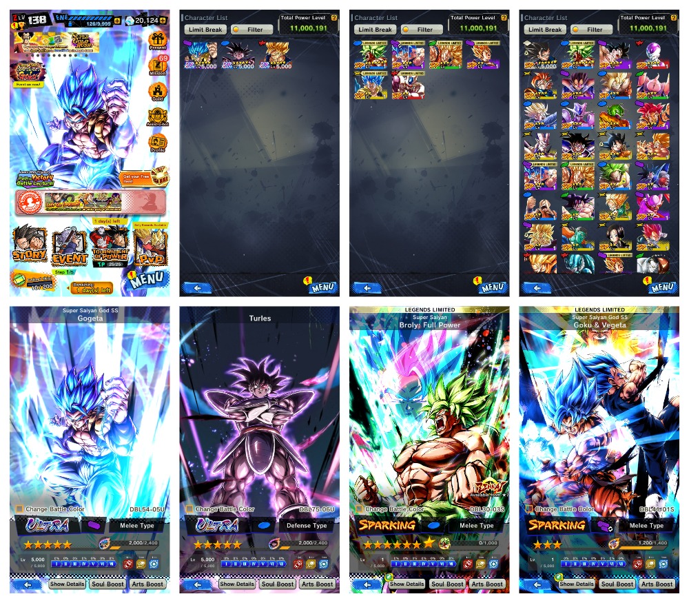 DB1150~3 UL~6 LL~20124 Chrono~UL Gogeta~UL Turles~LL 7 * Broly: FP~LL ...