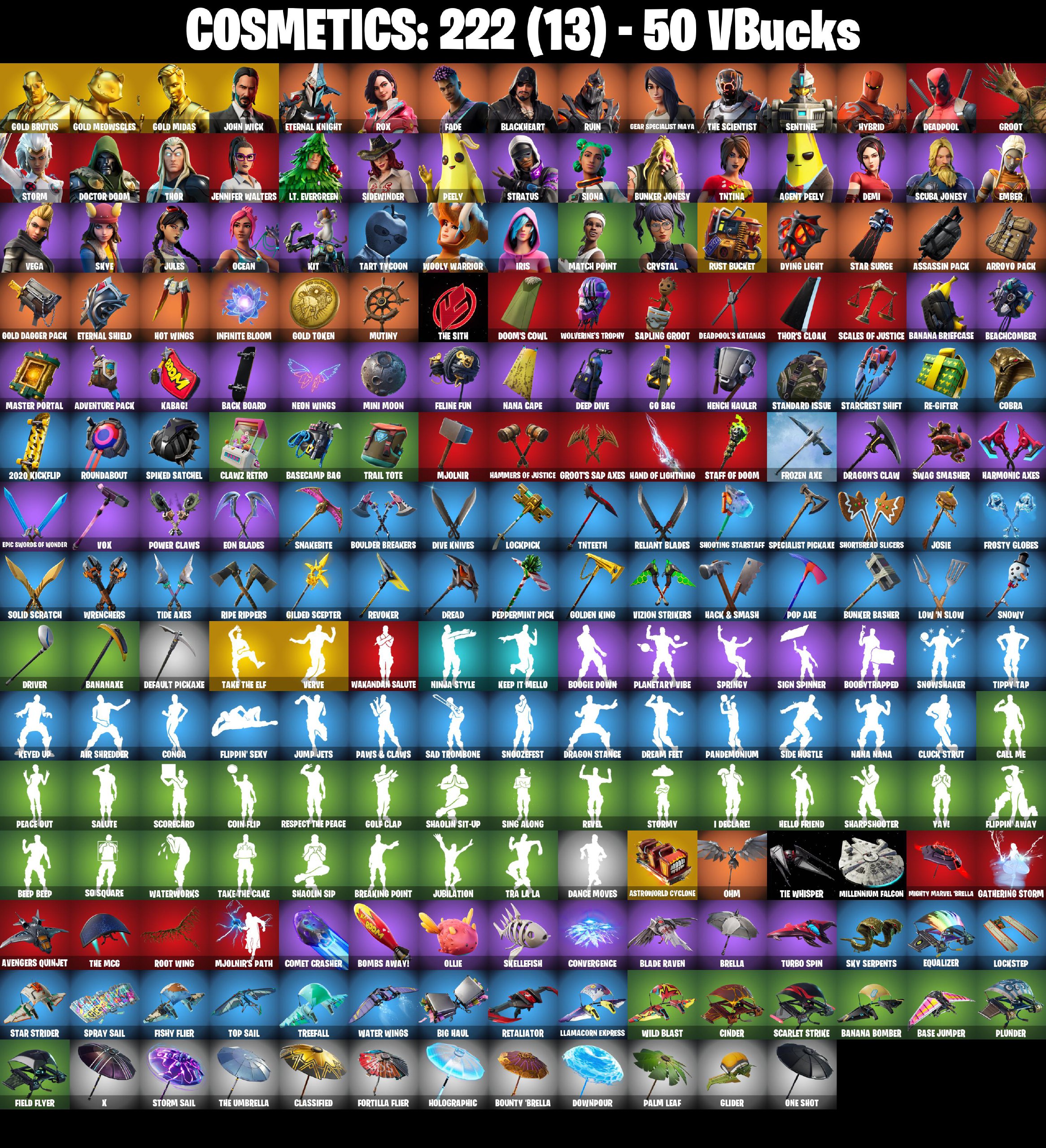 FA | PC/PSN/XBOX | 40 skins | Gold Brutus | Gold Meowscles | Gold Midas ...