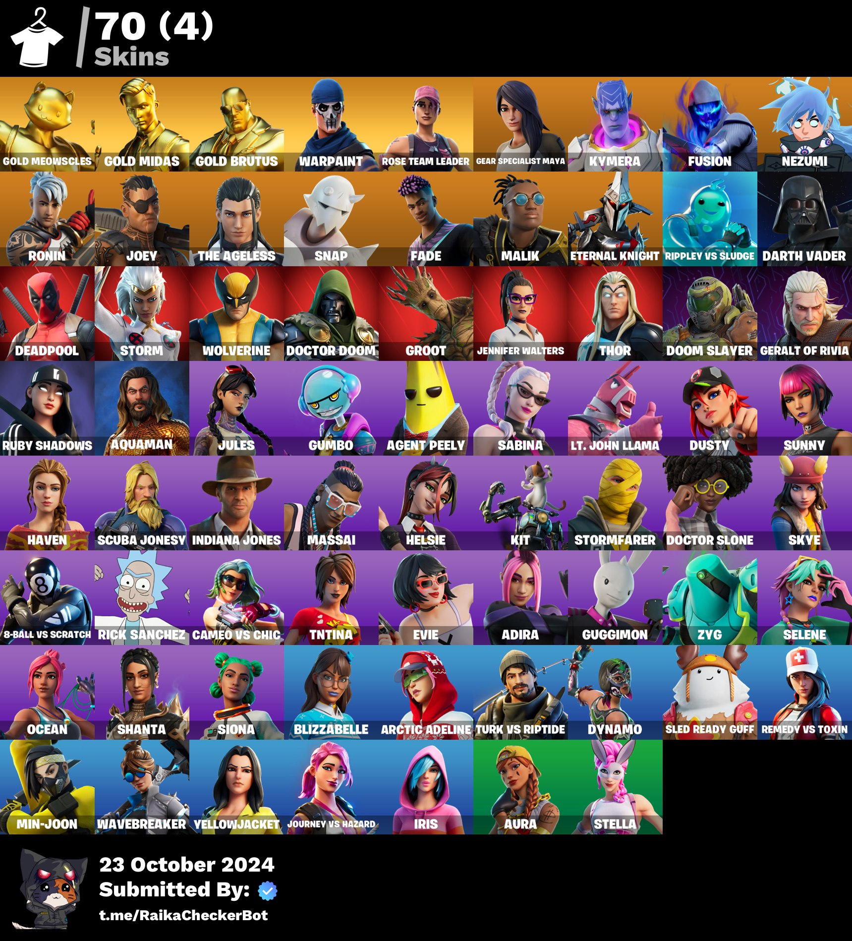 Full mail access / [PC] 70 skins | OG STW | Gold Meowscles | Gold Midas ...