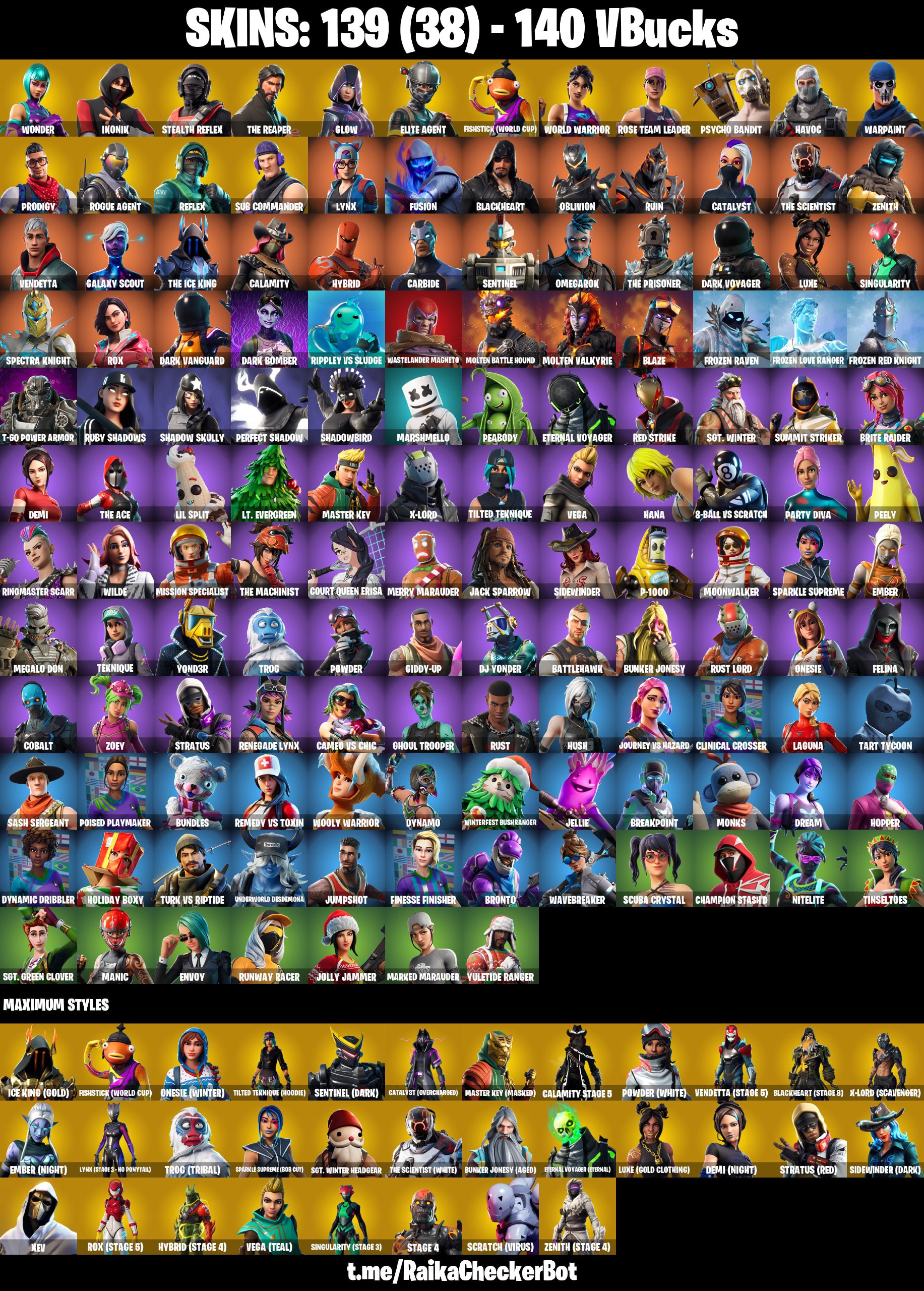 139 skins | OG STW | Wonder | IKONIK | Stealth Reflex | The Reaper ...