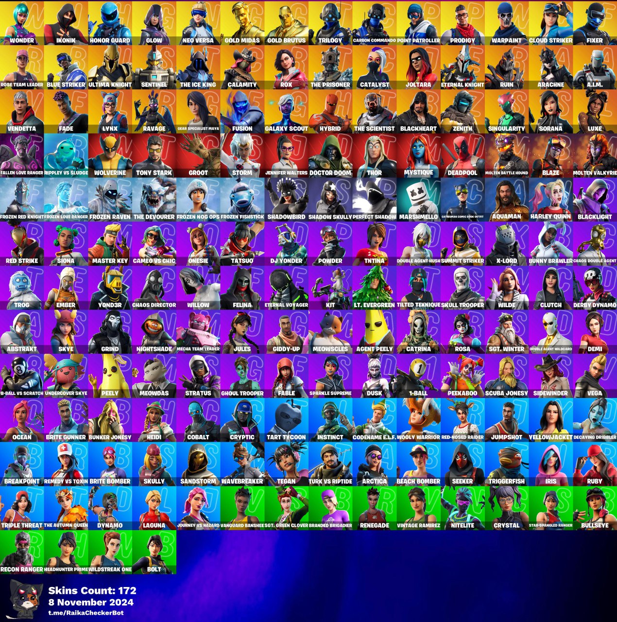 172 skins | Wonder | IKONIK | Honor Guard | Glow | Neo Versa | Merry ...