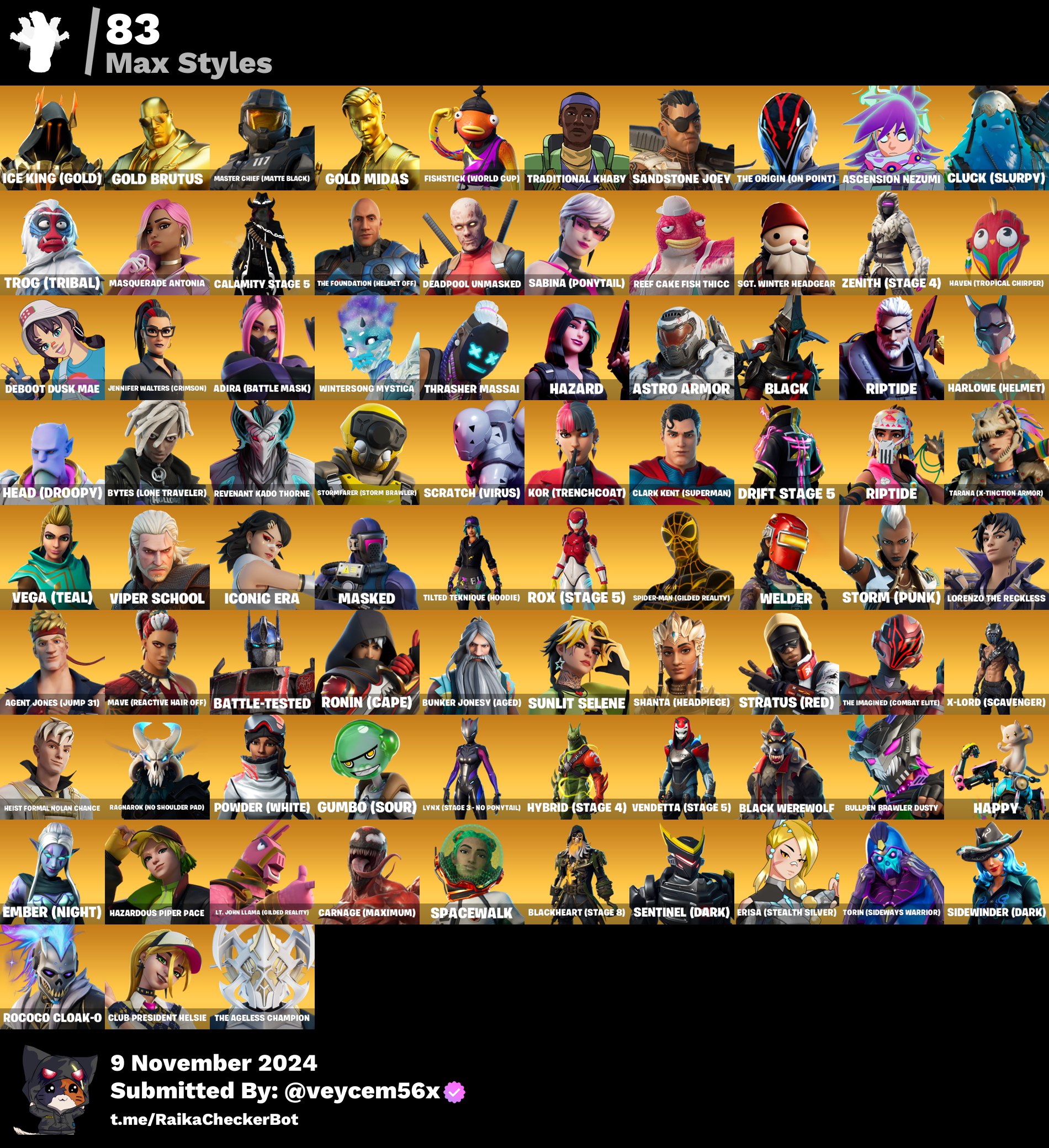 [PC] 225 skins | OG STW | Kratos | Gold Brutus | Master Chief (Matte ...