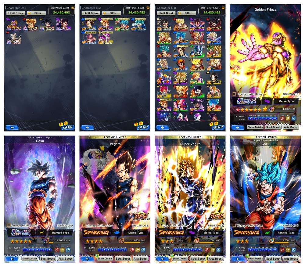 DB1186~UL 8*Golden Frieza~5 UL~6 LL~UL UI Goku~LL Super Vegito~LL ...