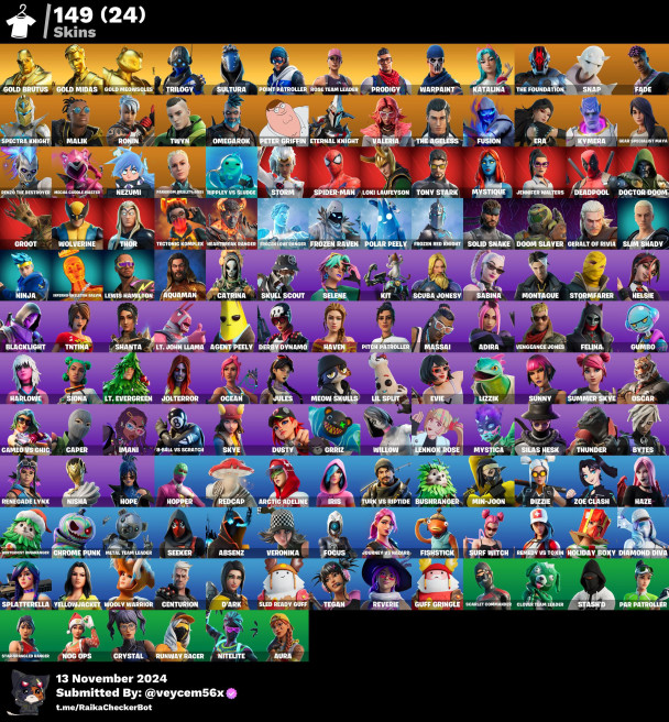[PC] 149 skins | OG STW | Gold Brutus | Gold Midas | Gold Meowscles ...